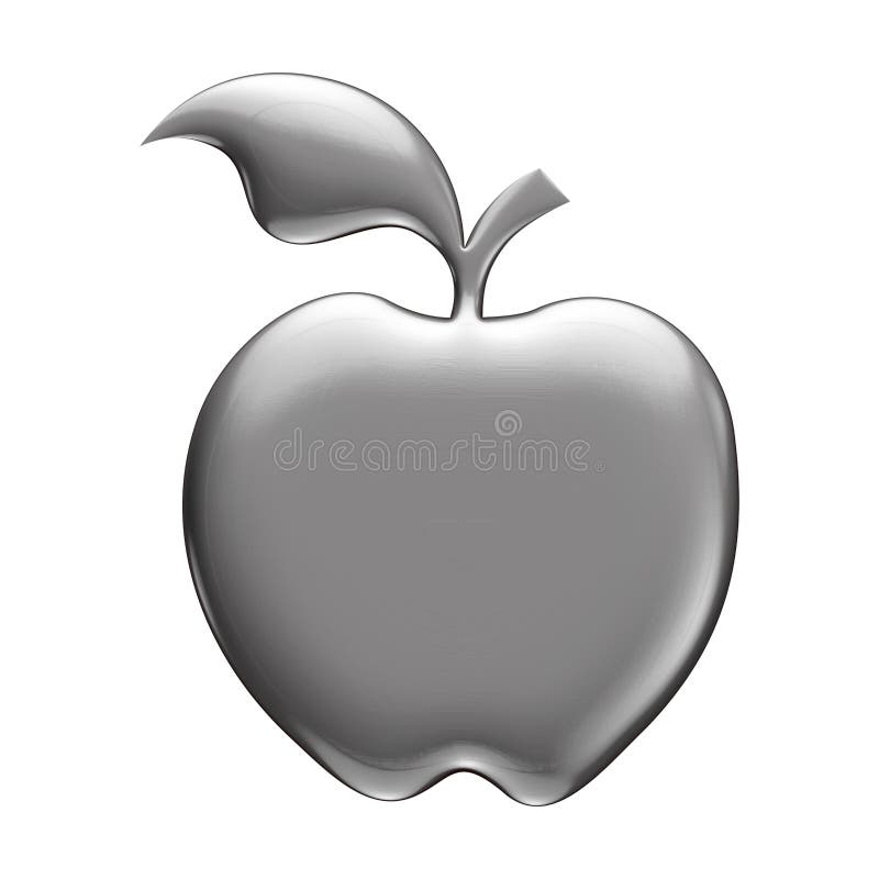 3D Silver Apple Isolated on a White Background Stock Illustration ...