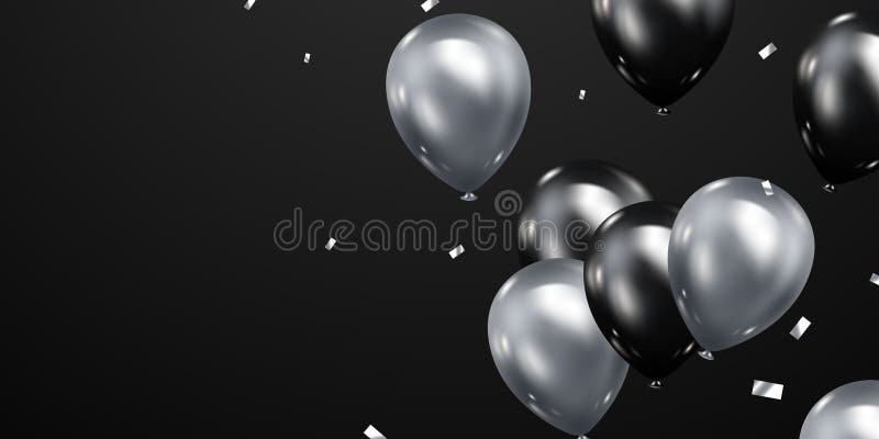 3D Silver Balloon Design Background Vector Banner Template Beautiful ...