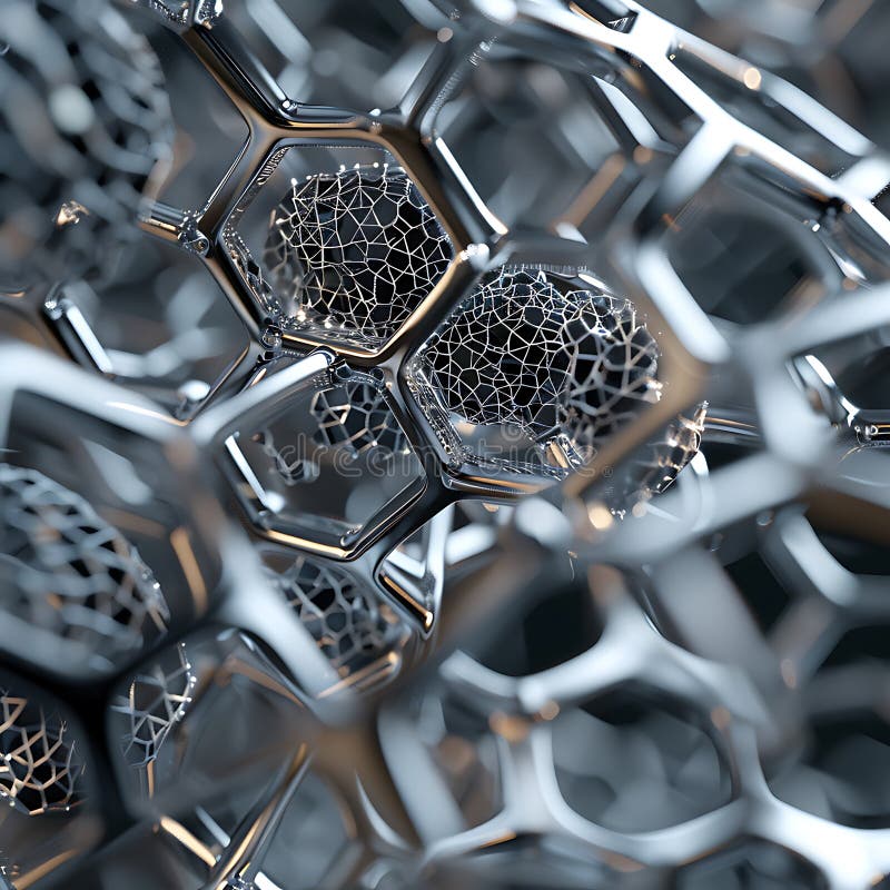 3D Silver Carbon Hexagonal Geometric Structure with a Net Design. Stock ...