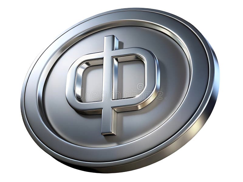 3D Silver Coin with Embossed Symbol Design Theta Symbol Stock ...
