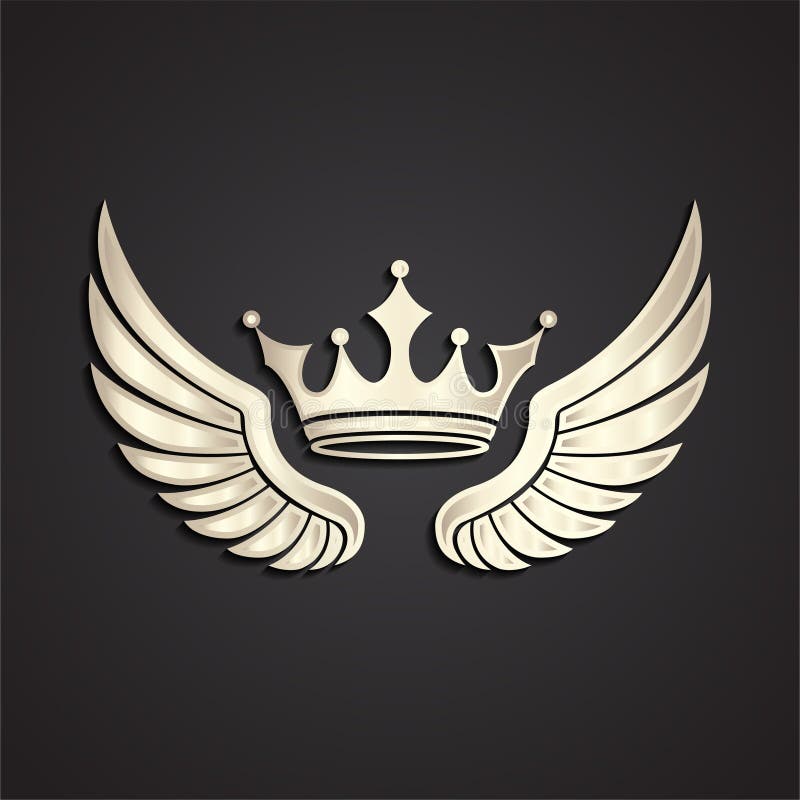 3d Silver Crown with Wings Logo Stock Vector - Illustration of abstract, tattoo: 348443382