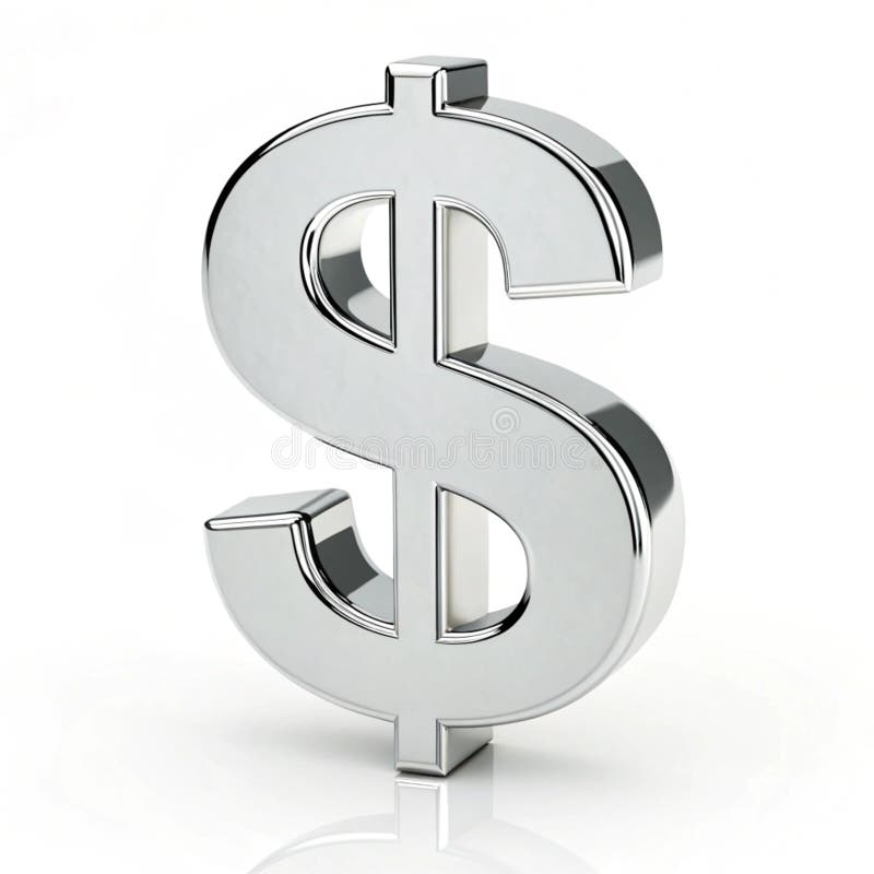 3D silver dollar sign icon stock illustration. Illustration of ...