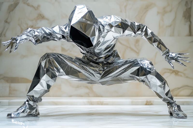 A 3D Silver Figure in a Conflict Pose, Dramatic and Artistic, Design ...