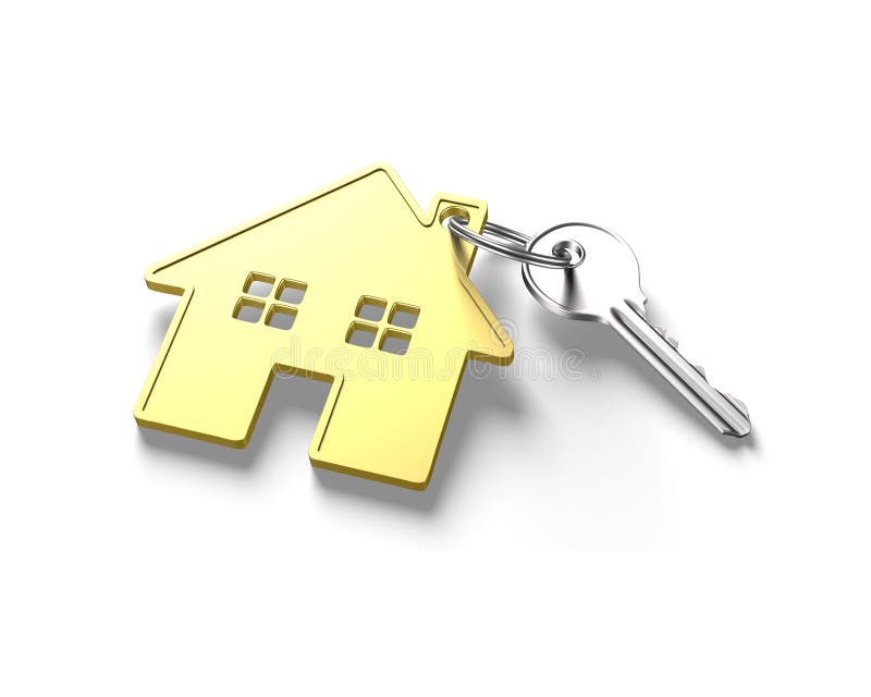 Silver Key with House Shape Key Ring Stock Illustration - Illustration ...