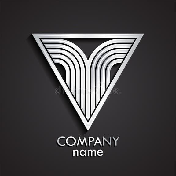 3d Silver Linear Triangle Shape Logo Stock Vector - Illustration of ...