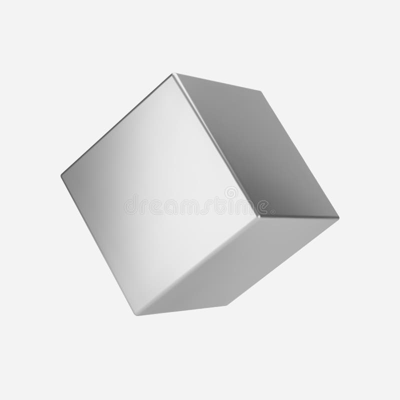 3d Silver Metal Cube Isolated on Light Background. Render a Rotating ...