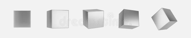 3d Silver Metal Cubes Set Isolated on Light Background. Render a ...