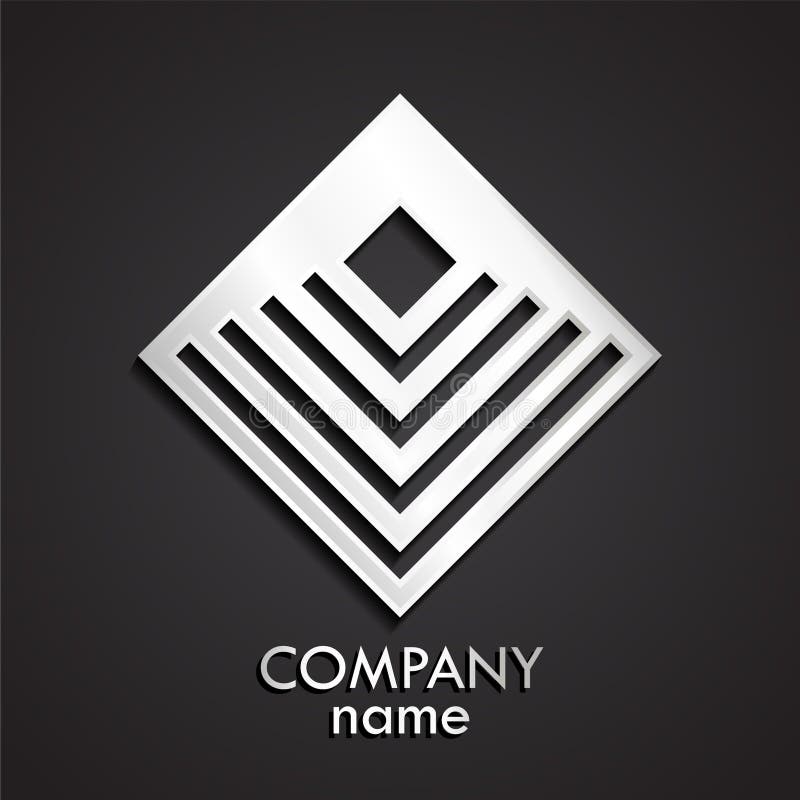3d Silver Metal Square Linear Logo Design Stock Vector - Illustration ...