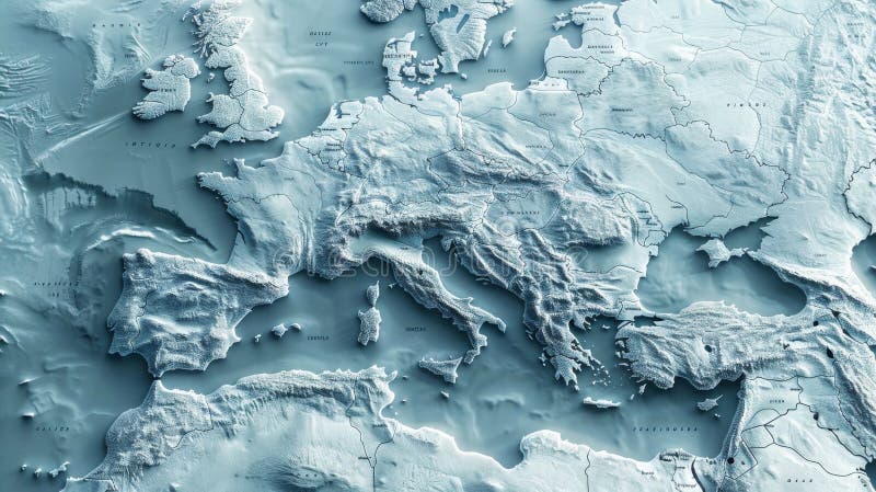 3D Silver Metallic Embossed World Map. Silver World Map Stock Photo ...