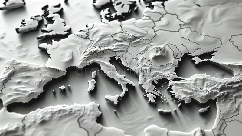 3D Silver Metallic Embossed World Map. Silver World Map Stock Photo ...