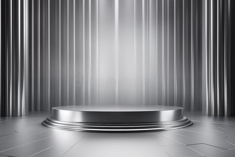 3D Silver Room with a Realistic Silver Cylinder Pedestal Podium by ...