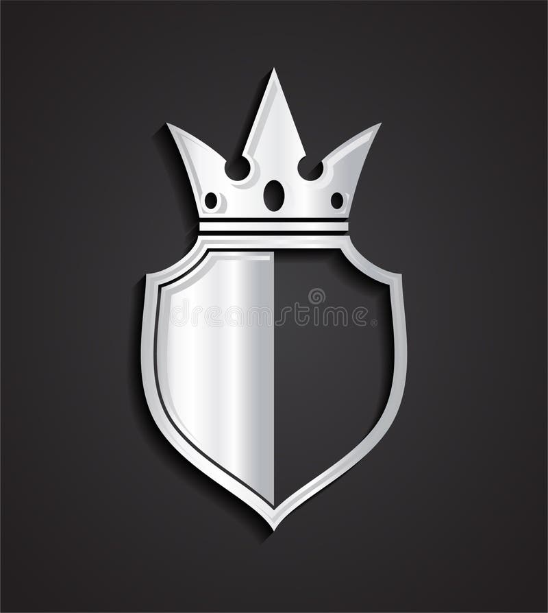 3d Silver Shield and Crown Heraldry Logo Design Stock Vector ...