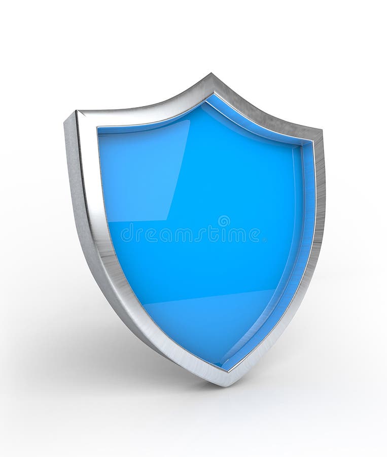 Blue and Silver Shield with Silver Thunderbolt on White Background ...
