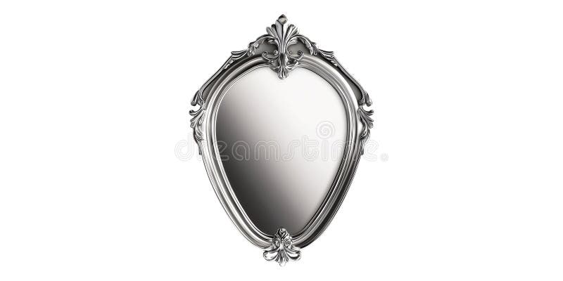 3D Silver Shield Shaped Mirror Isolated on Transparent Background Stock ...