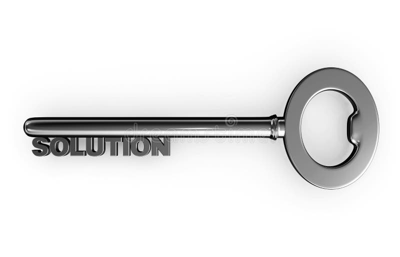 3d silver solution key. stock illustration. Illustration of lock - 56349676