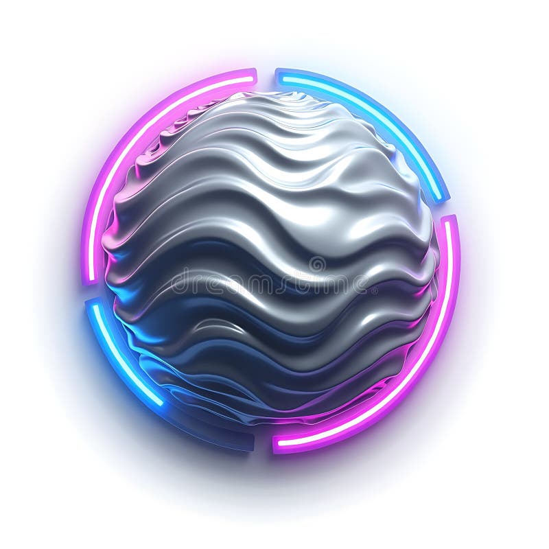 3D Silver Sphere with Wavy Surface Texture Stock Illustration ...