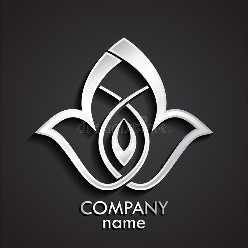 3d Silver Stylized Flower Shiny Metal Logo Stock Vector - Illustration ...