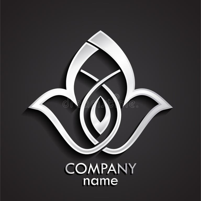 3d Silver Stylized Flower Shiny Metal Logo Stock Vector - Illustration ...