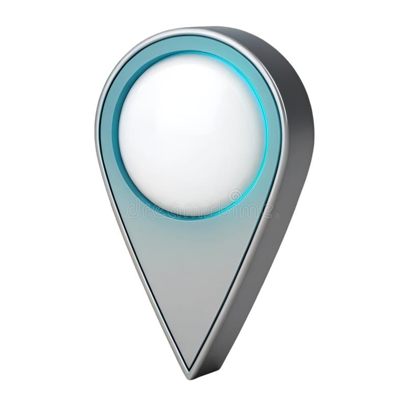 3 D Silver and Teal Map Pointer Icon White Background Stock ...