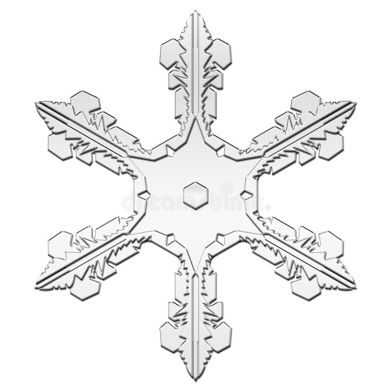 3D Silver White Winter Snowflake Illustration, on White Background ...