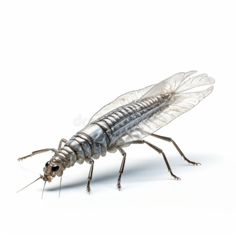 3d Silverfish Insect on White Background Stock Illustration ...