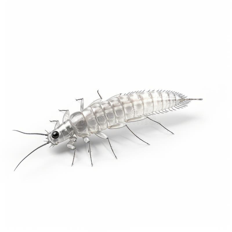 3d Silverfish on White Background - Hyper-realistic Translucent Resin ...