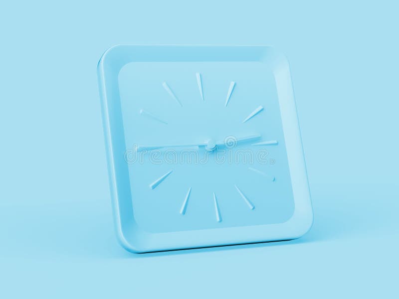 3d Simple Blue Square Wall Clock 2:45 Two Forty Five Quarter To 3, Blue ...