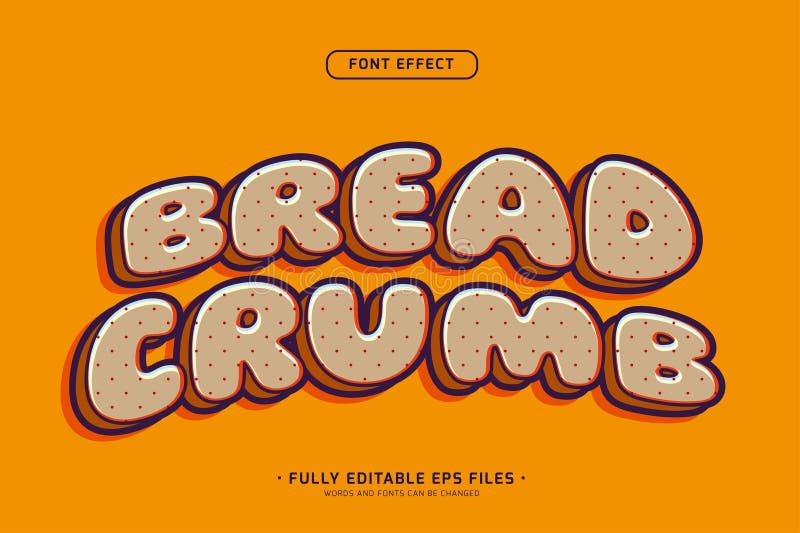 3d Simple Minimalist Font Style with Bread Crumb Text Editable Text Effect Stock Vector ...