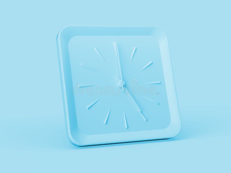 3d Simple Soft Blue Square Wall Clock 2 O Clock Two O Clock on Soft ...