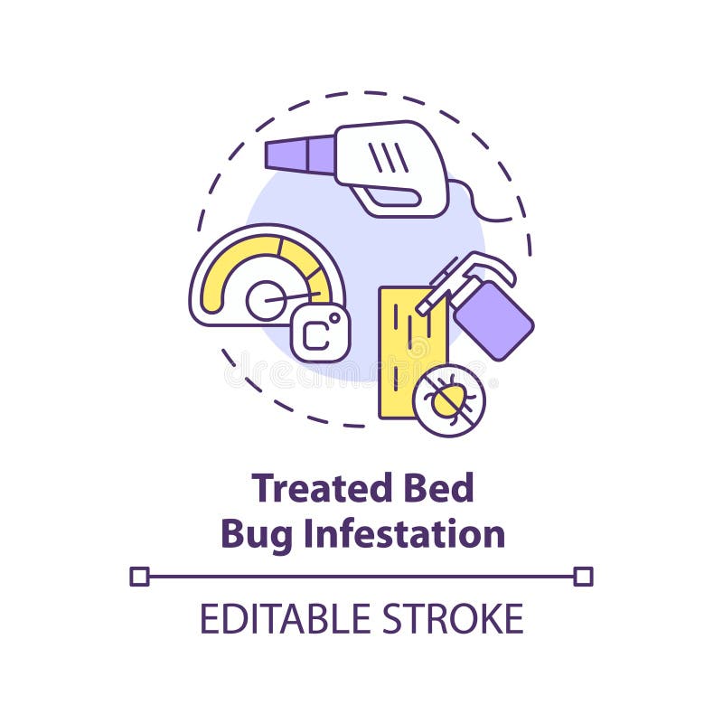 2D Simple Thin Line Icon Treated Bed Bug Infestation Concept Stock ...