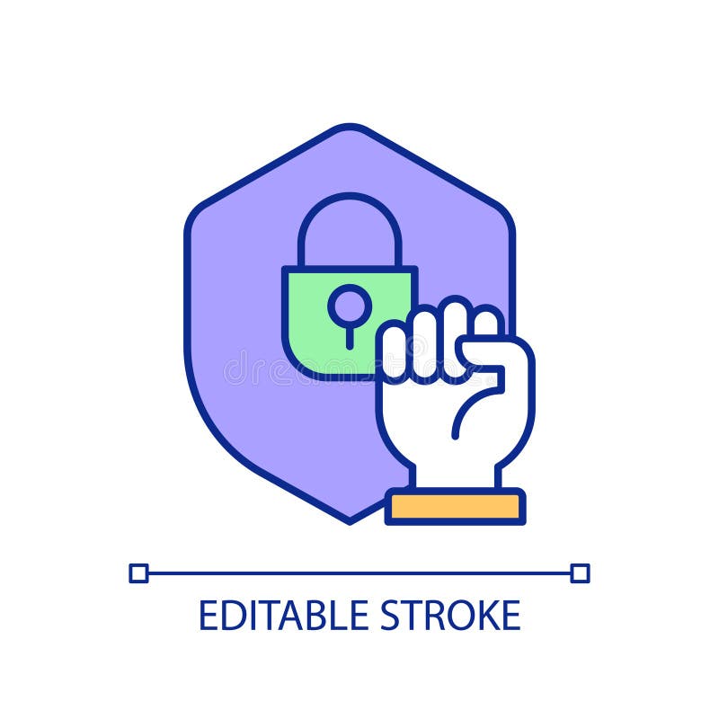 2D Simple Thin Line Identity Rights Icon Stock Vector - Illustration of ...