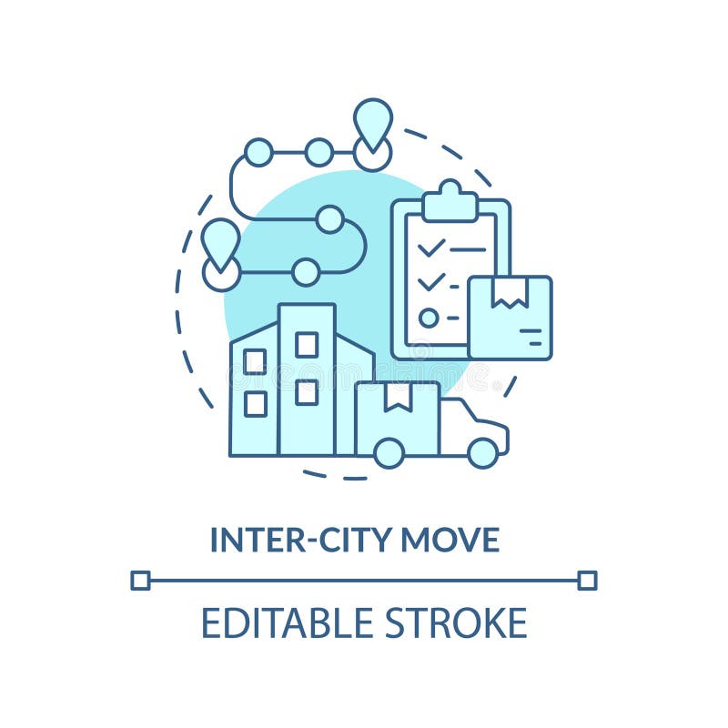 2D Simple Thin Linear Blue Inter City Move Icon Stock Vector ...