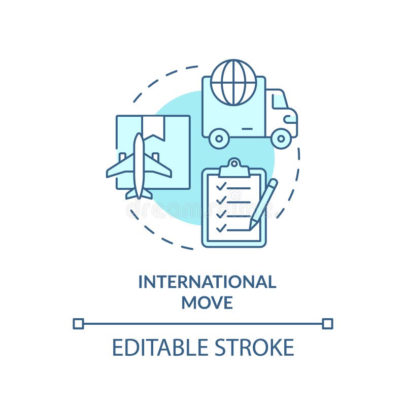 2D Simple Thin Linear Blue International Move Icon Stock Vector ...