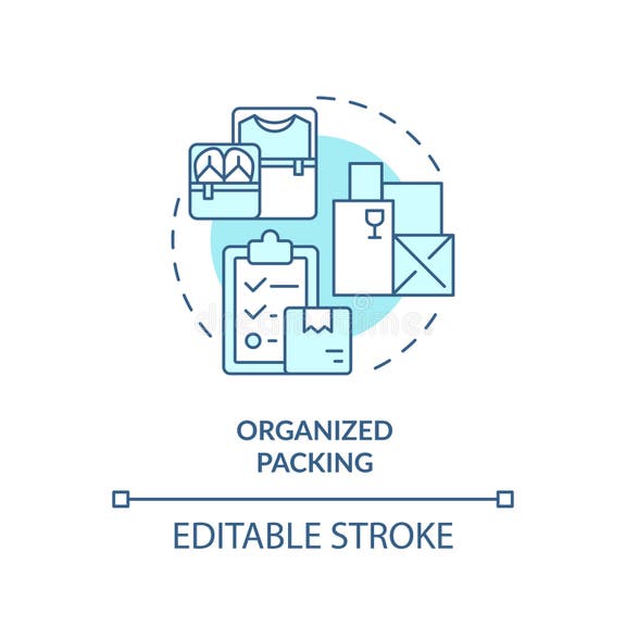 2D Simple Thin Linear Blue Organized Packing Icon Stock Vector ...