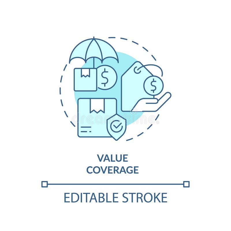 2D Simple Thin Linear Blue Value Coverage Icon Stock Vector ...