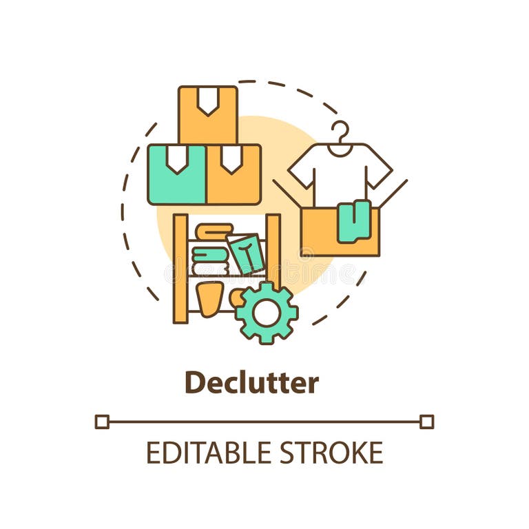 2D Simple Thin Linear Colorful Declutter Icon Stock Vector ...
