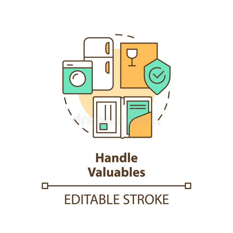 2D Simple Thin Linear Colorful Handle Valuables Icon Stock Vector ...