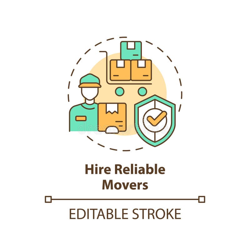 2D Simple Thin Linear Colorful Hire Reliable Movers Icon Stock Vector ...