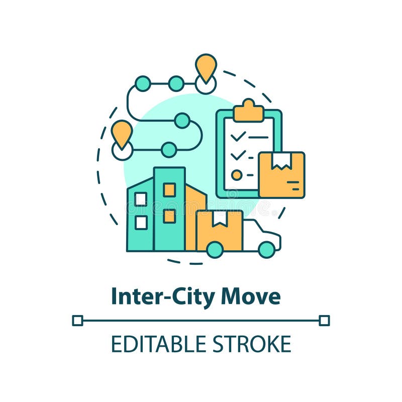 2D Simple Thin Linear Colorful Inter City Move Icon Stock Vector ...
