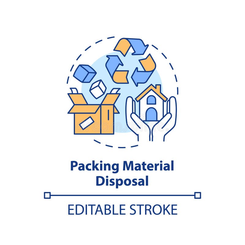 2D Simple Thin Linear Colorful Packing Material Disposal Icon Stock ...