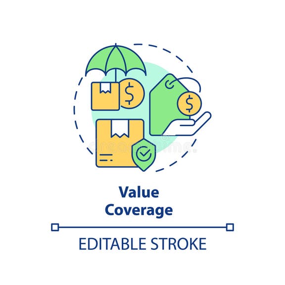 2D Simple Thin Linear Colorful Value Coverage Icon Stock Vector ...