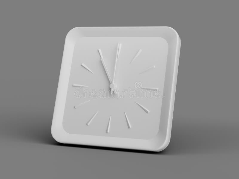 3d Simple White Square Wall Clock 11 O Clock Eleven O Clock on Grey ...
