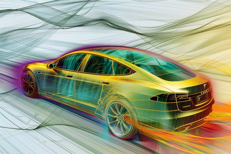 A 3D Simulation Showcasing the Airflow Around a Sleek Aerodynamically ...