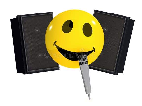 3d Singing smiley stock illustration. Illustration of microphone - 41776198