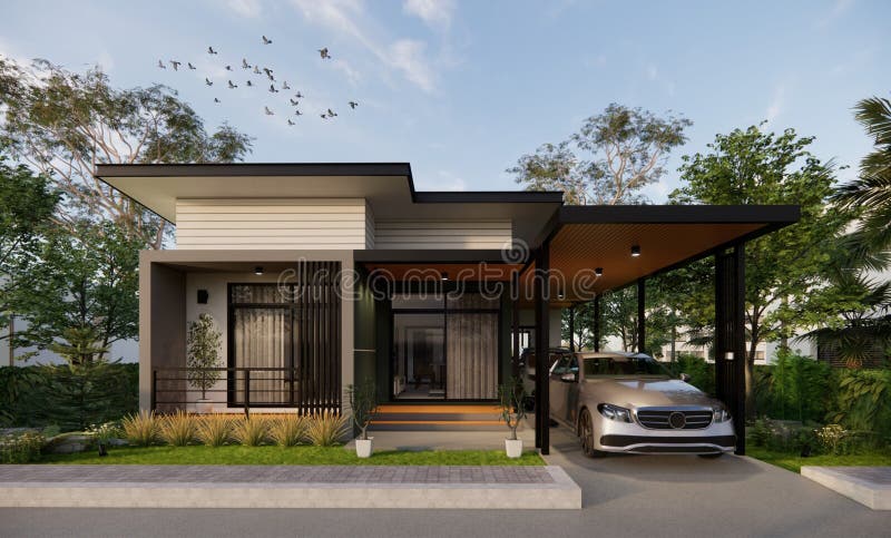 3D Single Story House Design, 3d Render Stock Illustration ...