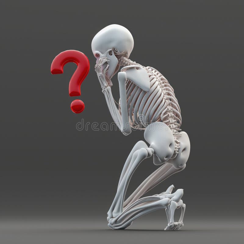 3D Skeleton in Contemplative Pose with Bent Arms and Legs. Head Tilted ...