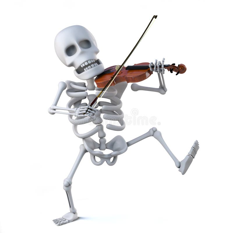 3d Skeleton Dancing and Playing a Violin Stock Illustration ...