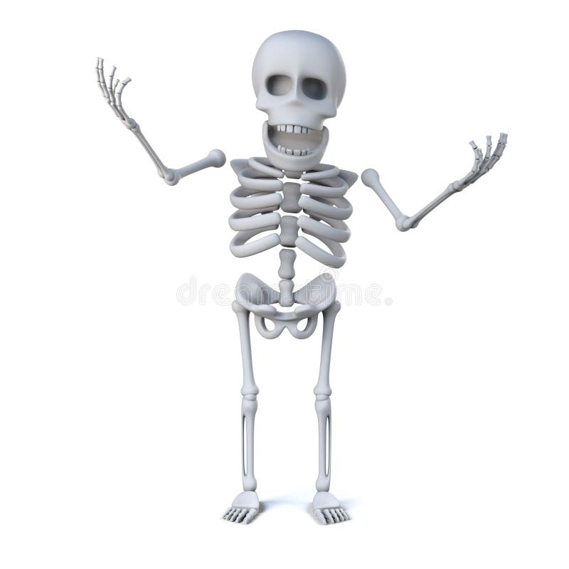 3d Skeleton is Laughing and Waving His Boney Arms in the Air Stock ...