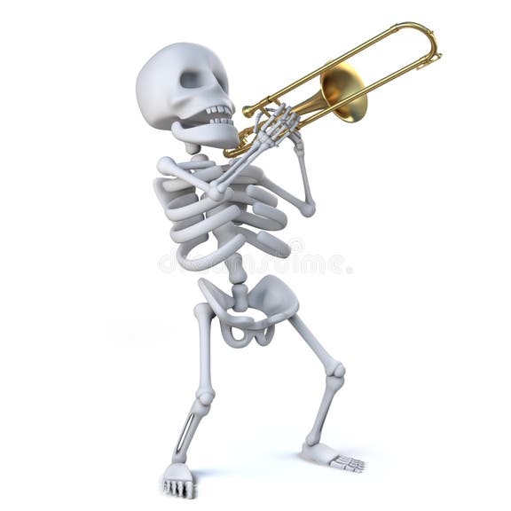 3d Skeleton Playing His Trombone with Verve Stock Illustration ...