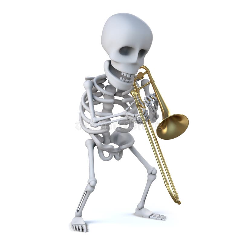 3d Skeleton Playing a Trombone Stock Illustration - Illustration of ...